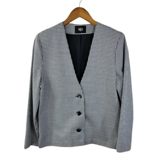 Tofy | Jackets & Coats | Vintage Houndstooth Plaid Blazer Jacket Size 6 ...